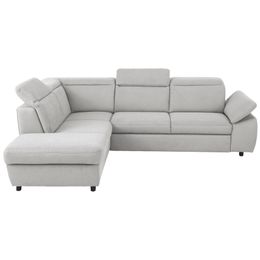 Ecksofa Home Affaire, B:276cm T:232cm, silber, Struktur fein (100% Polyester);Luxus-Microfaser Lederoptik (100% Polyester);Soft clean (98% Polyester,