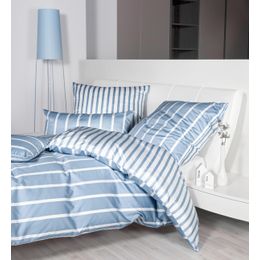 Wendebettw&auml;sche Janine, blau, Interlock-Jersey, Obermaterial: 100% Baumwolle, Bettw&auml;sche, "Interlock-Jersey59028 3", mit Reissverschluss