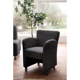 Sessel, B:66cm H:83cm T:66cm, grau, exxpo - SOFA FASHION, NaturLeder;Strukturstoff (Zusammensetzung: Polyester 100%);Luxus-Microfaser