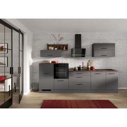 K&uuml;chenzeile IMPULS K&Uuml;CHEN, B:320cm H:206,2cm T:60cm, grau, Komplettk&uuml;chen-Sets, ""New York", Schubk&auml;sten mit Soft-Close", w&auml;hlbare Ausrichtung,