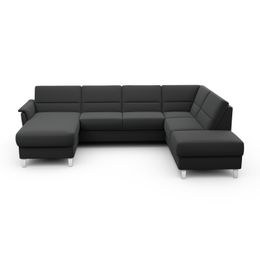 Sit & More Wohnlandschaft SIT & MORE, B:308cm H:89cm T:212cm, schwarz, 100% Polyester, Sofas, "Palmera U-Form, B: 308 cm", optional Bettfunktion & Bettkasten,