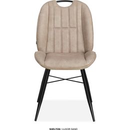 Esszimmerstuhl OMG DESIGN, B:52,5cm H:91,5cm T:65cm, beige, Polyester, St&uuml;hle, "Shelton", Esszimmerstuhl, pflegeleichter Bezug, mit Handgriff