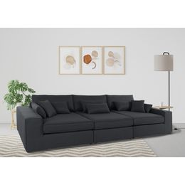 3-Sitzer OTTO HOME, B:360cm H:75cm T:130cm, grau, Baumwollmix (60% Baumwolle/40% Leinen);Struktur fein (100% Polyester);Samtoptik (100%