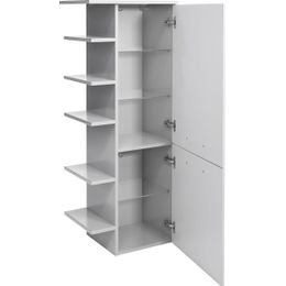 Midischrank SAPHIR, B:50cm H:123cm T:33cm, wei&szlig;, Spanplatte, Badezimmer, Schr&auml;nke, "Quickset Badschrank 50 cm breit, 2 T&uuml;ren, seitliche Ablagen",