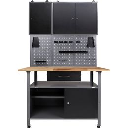 ONDIS24 Werkstatt-Set, B:120cm H:205cm T:60cm, schwarz, Werkb&auml;nke, 120 cm