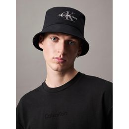 Damen Fischerhut "MONOLOGO EMBROIDERY BUCKET HAT", schwarz, Calvin Klein Jeans, unifarben, Web, Baumwolle, H&uuml;te