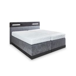 Boxspringbett, grau, Westfalia Schlafkomfort, Bezug Obermatratze 100% Polyester, waschbar bis 60C;Bezug Unterbox und Kopfteil: Mikrofaservelours