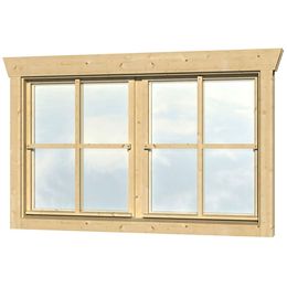 Skan Holz Fenster SKANHOLZ, B:127cm H:77cm, beige, Glas, Holzwerkstoff, Fenster, "2-flügelig", für 28 mm Gartenhäuser, 2x57,5x70,5 cm