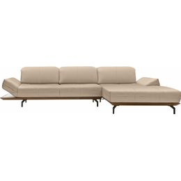 Ecksofa, B:293cm H:117cm T:212cm, beige, CREATION BY ROLF BENZ, Flachgewebe DONNA (76% Polyester 24% Polyacryl);Leder OSKAR - echtes Leder,