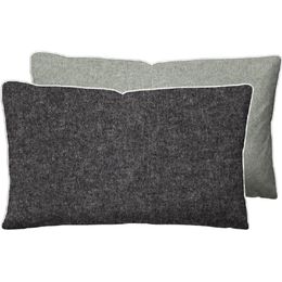 Kissenbezug Biberna, B:40cm L:60cm, grau, Flanell, Obermaterial: 100% Baumwolle, Outdoor, Kissenbez&uuml;ge, "Hermal Flanell mit Rei&szlig;verschluss,