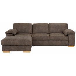 Ecksofa Home Affaire, B:277cm H:86cm T:172cm, grau, Luxus-Microfaser in Lederoptik (100% Polyester);Struktur (100% Polyester);Luxus-Microfaser (90%