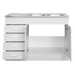 Sp&uuml;lenschrank KOCHSTATION, B:120cm H:85cm T:60cm, braun, Holzwerkstoff, K&uuml;che, Schr&auml;nke, "KS-Elster", Breite 120 cm