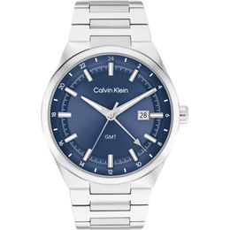 Calvin Klein Herren Quarzuhr "DISTINGUISH GMT", silber, Armbanduhren, Armbanduhr, Herrenuhr, Edelstahlarmband, analog, Tag, 2. Zeitzone