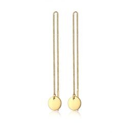 Elli Damen Paar Ohrh&auml;nger "Durchzieher Pl&auml;ttchen Kreis H&auml;nger 925 Silber", onesize, ohne Stein, Silber 925 (Sterlingsilber), gold, Silber 925