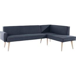 Eckbank, B:158cm H:84cm T:239cm, blau, exxpo - SOFA FASHION, 100% Polyester, Esszimmer, Sitzb&auml;nke, "Lungo, moderne Kedernaht, bequem und elegant,