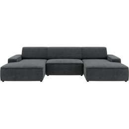 Wohnlandschaft Trendmanufaktur, B:329cm H:73cm T:162cm, grau, 92% Polyester, 8% Polyamid, Sofas, "Graz, wahlweise mit Sitzvorschub und Bettkasten,