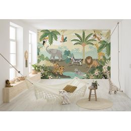Komar Fototapete "Digitaldruck Vlies - Baby Safari - Gr&ouml;&szlig;e 350 x 250 cm", Rollen:, bunt, Tapeten, Wohnzimmer, Schlafzimmer