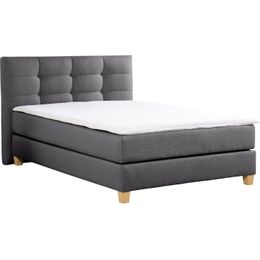 Boxspringbett Home Affaire, B:134cm L:211cm, grau, Komplettbetten, "Moulay", inkl. Topper, in 3 H&auml;rtegraden, TFK auch in H&auml;rtegrad 4