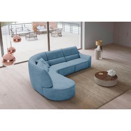Ecksofa Egoitaliano, B:330cm H:88cm T:205cm, blau, Luxus-Micofaser Lederoptik (100% Polyester) ist ein neues technisches Gewebe mit einem visuellen