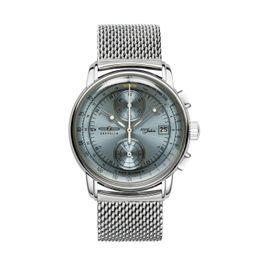 Zeppelin Herren Chronograph "100 Jahre", silber, Armbanduhren, Quarzuhr, Armbanduhr, Herrenuhr, Made in Germany, Stoppfunktion