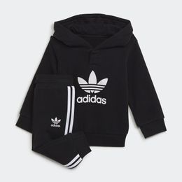 Mädchen Trainingsanzug "ADICOLOR HOODIE", schwarz-weiß, Gr. 80, adidas originals, Obermaterial: 70% Baumwolle, 30% Polyester, Sportanzüge, für