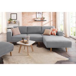 Ecksofa Home Affaire, B:273cm H:90cm T:167cm, grau, Struktur fein( 100% Polyester);Filzoptik (100% Polyester);Luxus-Microfaser (100% Polyester),