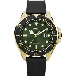 Timex Herren Quarzuhr "HARBORSIDE COAST", schwarz, Armbanduhren, Armbanduhr, Herrenuhr,Kunststoffarmband,Datum, bis 10 bar wasserdicht