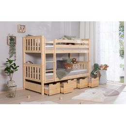 Etagenbett Ticaa, B:103,5cm H:160cm L:213cm, beige, Kinderzimmer, Etagenbetten, "Sammy", mit Stauraum, umbaubar zu 2 Einzelbetten, Rollrost,