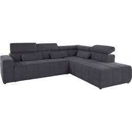 Ecksofa DOMO collection, B:275cm H:80cm T:228cm, grau, Wohnzimmer, Sofas, "Brandon L-Form, auch in Leder", inklusive Kopfteilverstellung, wahlweise