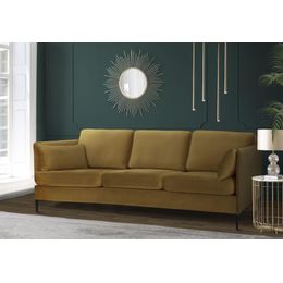 3-Sitzer Home Affaire, B:190cm H:83cm T:92cm, braun, 100% Polyester, Sofas, "Light", inklusive loser Zierkissen, mit schmalen Armlehnen und