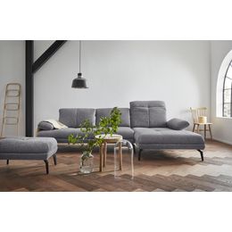 Ecksofa Andas, B:295cm H:83cm T:162cm, grau, Struktur weich (100% Polyester);Struktur grob (100% Polyester);100% NaturLEDER, Wohnzimmer, Sofas,