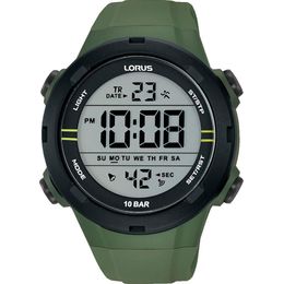 Lorus Herren Chronograph, grün, Armbanduhren, Quarz,Armbanduhr,Herrenuhr,Silikonarmband,digital,Datum,Stoppfunktion