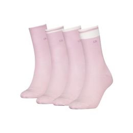 Calvin Klein Damen Socken, lila, Baumwollmischung, unifarben mit Farbeinsatz, Socken, mit Markenstickerei