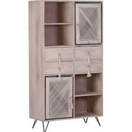 Highboard GUTMANN FACTORY, B:90cm H:165cm T:45cm, beige, Wohnzimmer, Sideboards, Stauraumschrank, Breite 90 cm