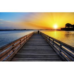 papermoon Fototapete "Romantic Jetty San Juan", B/L: 5m x 2,8m, Bahnen: 10 Stk., bunt, Tapeten