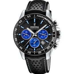 Festina Herren Chronograph "Timeless Chronograph", schwarz, Armbanduhren, Armbanduhr, Quarzuhr, Herrenuhr, Stoppfunktion, Lederarmband