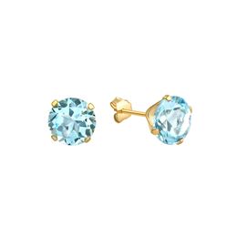 Diamonds by Ellen K. Damen Paar Ohrstecker "Gold 585 mit echtem Blautopas (beh.) 7mm", one-size, Gold, gelb, FASCINATION BY ELLEN K., Gold, Ohrringe
