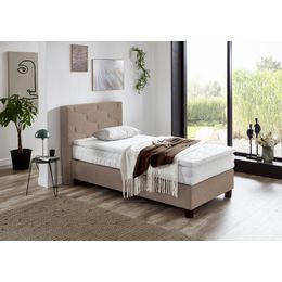 Boxspringbett, B:135cm L:210cm, beige, Westfalia Schlafkomfort, Bezug: 80% Baumwolle/20% Polyester, Komplettbetten, wahlweise mit Topper