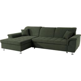 Ecksofa DOMO collection, B:279cm H:81cm T:162cm, gr&uuml;n, Wohnzimmer, Sofas, "Franzi, zeitlos und elegant, moderne Sitzheftung, L-Form", wahlweise mit