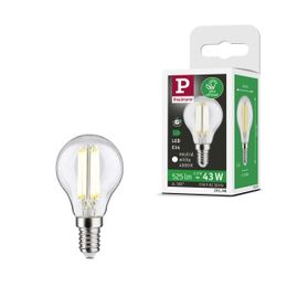 Paulmann LED-Leuchtmittel "Eco-Line Filament 230V LED Tropfen E14 1er-Set 525lm 2,5W 4000K Klar", L:8,2cm Ø:4,5cm, transparent, Leuchtmittel