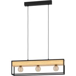 Eglo Hängeleuchte "LIBERTAD 1", H: 110cm, 1 Stk., braun, Esszimmer, Leuchten, Hängeleuchte in schwarz und braun aus Stahl, Holz - exkl. E27 - 40W