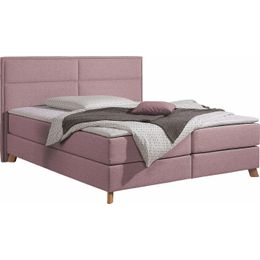Boxspringbett Home Affaire, B:211cm L:209cm, rosa, Strukturstoff-Bezug (100% Polyester);Topperbezug 100% Polyester, Komplettbetten, "Caria", in 5