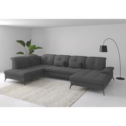 Sit & More Wohnlandschaft SIT & MORE, B:357cm H:90cm T:231cm, grau, 90% Polyester, 10% Polyamid, Sofas, "Amica, U-Form, inkl. Sitztiefenverstellung und