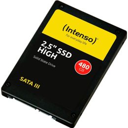 Intenso interne SSD "HIGH", 480 GB, Schreibgeschwindigkeitmaximal 480 MB/s Lesegeschwindigkeitmaximal 520 MB/s, schwarz, Festplatten