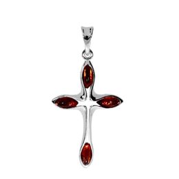 OSTSEE-SCHMUCK Damen Kettenanh&auml;nger "OSTSEE-SCHMUCK Anh&auml;nger Kreuz 30 x 19 mm", 38x19mm, Silber 925 (Sterlingsilber), 1,8 g, wei&szlig;, Silber 925