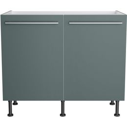 Sp&uuml;lenschrank KOCHSTATION, B:100cm H:87cm T:58,4cm, gr&uuml;n, Spanplatte, K&uuml;che, Schr&auml;nke, "KS-Bern2", Breite 100 cm, 2 T&uuml;ren