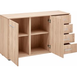 Kombikommode Priess, B:123cm H:71cm T:38cm, braun, Holzwerkstoff, Schlafzimmer, Sideboards, "Barcelona"