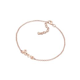 Elli Damen Armband "ROS&Eacute;GOLD 925 Silber mit "Love" Schriftzug", 16cm, ohne Stein, Silber 925 (Sterlingsilber), rosa, Silber 925 (Sterlingsilber),
