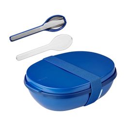 Mepal Lunchbox "Lunchbox Duo mit Besteck Ellipse 22,5 x 17,5 cm", blau, Lebensmittelaufbewahrungsbehälter
