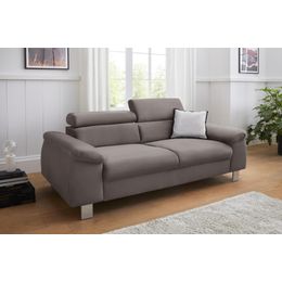 3-Sitzer COTTA, B:193cm T:104cm, grau, Microfaser PRIMABELLE (100% Polyester);Kunstleder SOFTLUX;Feinstruktur (100% Polyester);Kunstleder